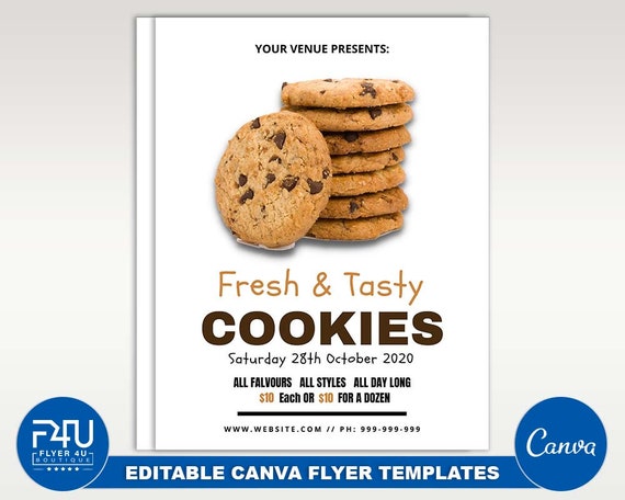 Cookies Flyer DIY Canva Cookies Flyer Template 2021 Editable | Etsy