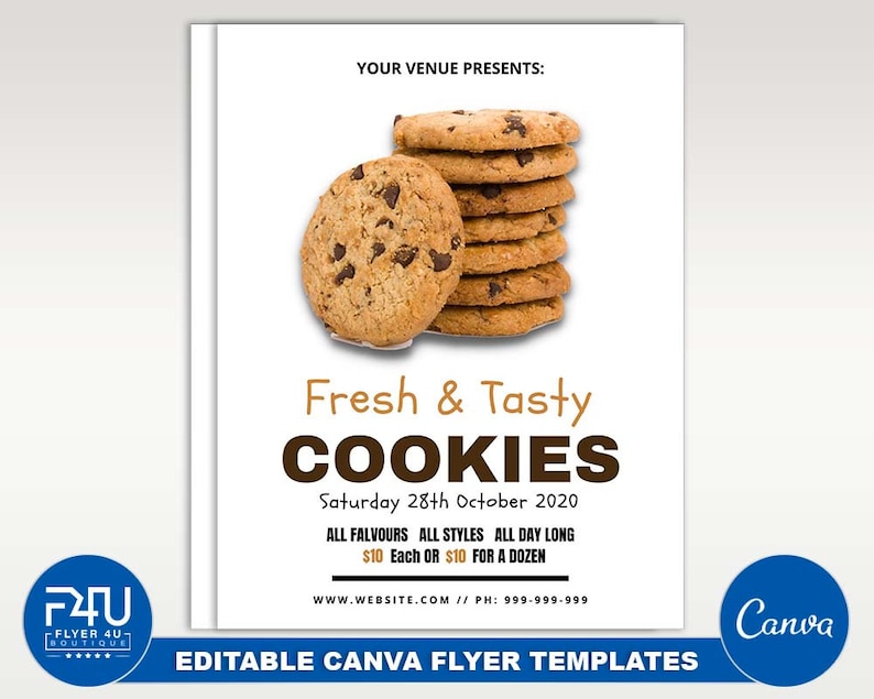 Cookies Flyer, DIY Canva Cookies Flyer Template 2022, Editable Canva US ...