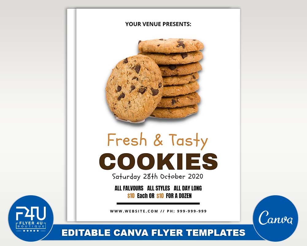 Cookies Flyer, DIY Canva Cookies Flyer Template 2022, Editable Canva US ...