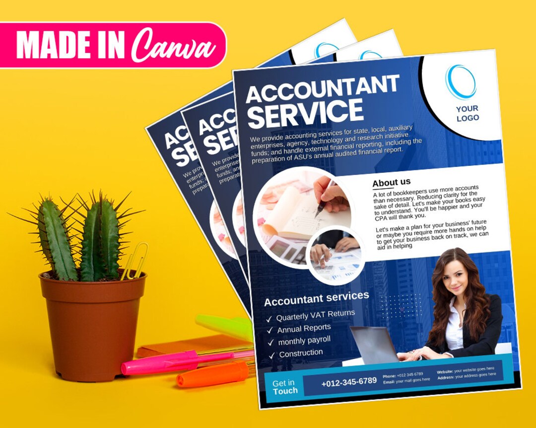 Accountant Flyer, DIY Canva Accountant Flyer Template, Editable US ...