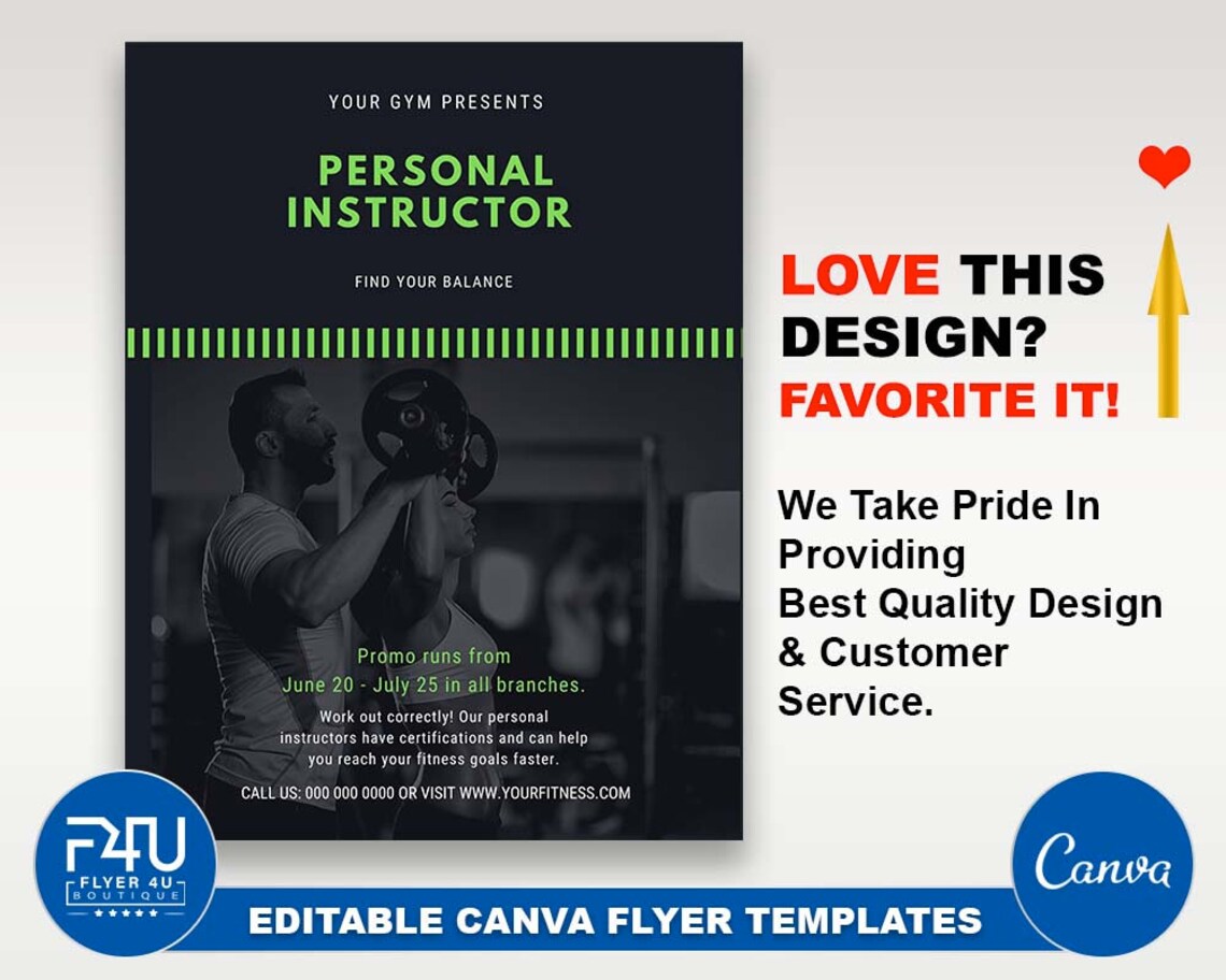 Personal Trainer Flyer DIY Canva Personal Trainer Flyer | Etsy