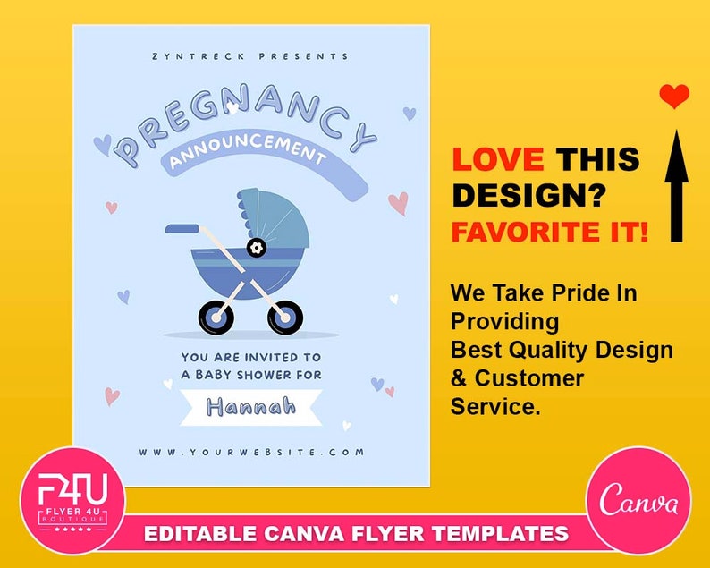 Pregnancy Announcement Flyer DIY Canva Pregnancy - Etsy
