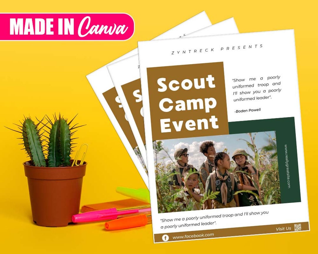Scout Camp Event Flyer, DIY Canva Scout Camp Event Flyer, Editable ...
