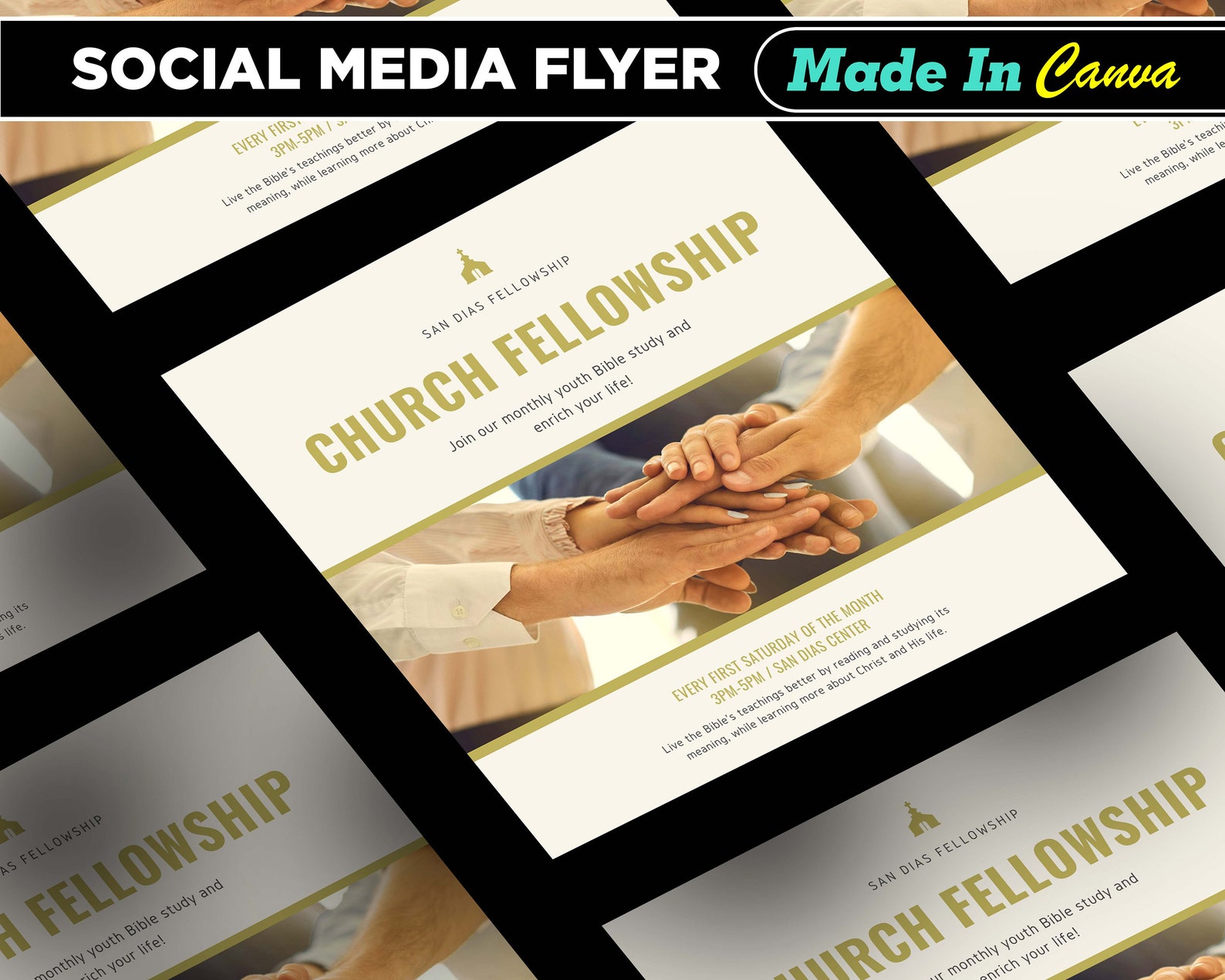 Church Fellowship Flyer, DIY Canva Church Fellowship Flyer Template ...