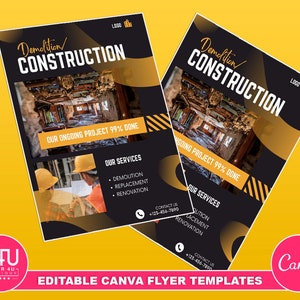Demolition Wrecking Contractor Flyerdiy Canva Demolition - Etsy