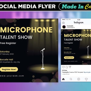 Microphone Talent Show Flyer, DIY Canva Microphone Talent Flyer ...