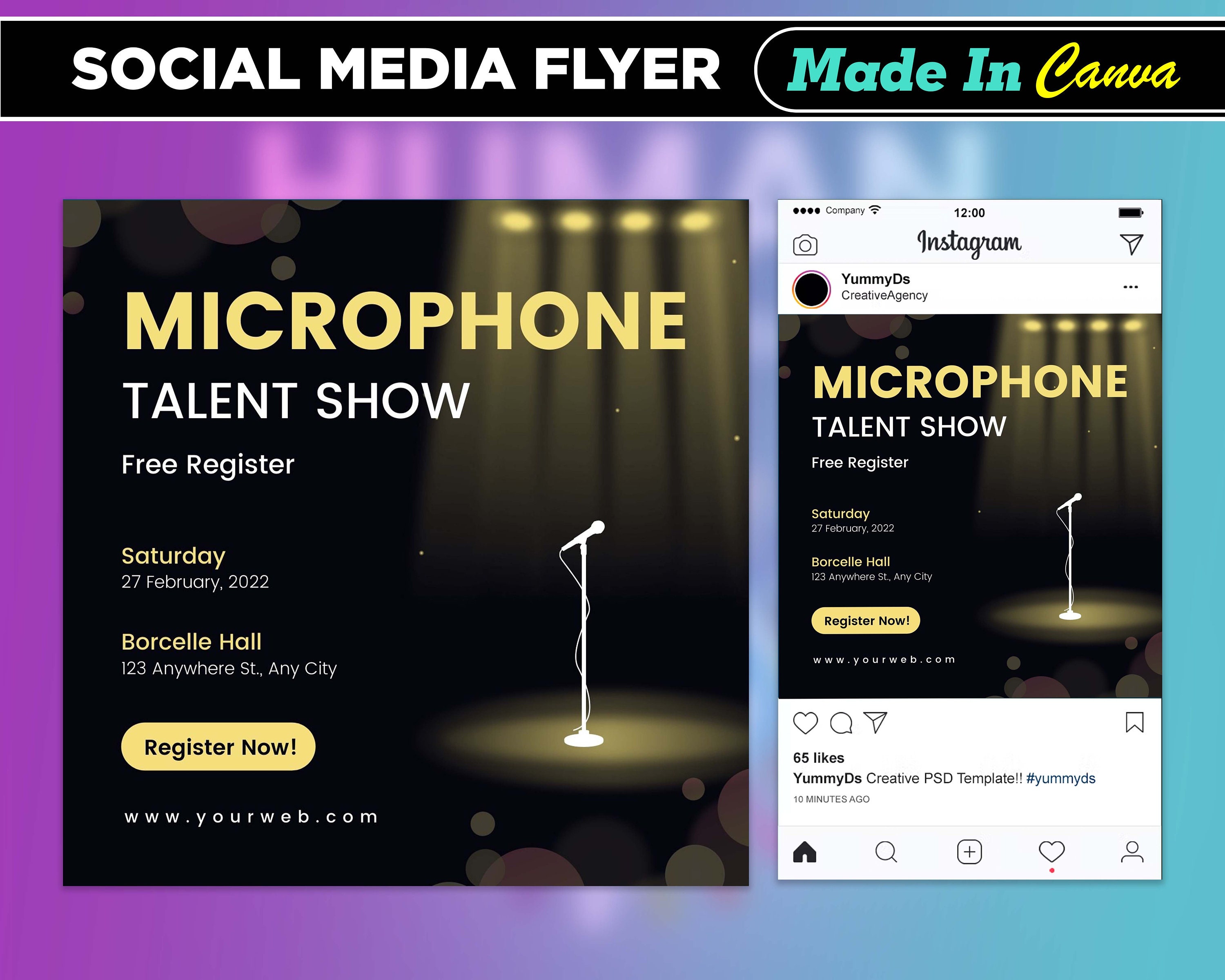 Microphone Talent Show Flyer, DIY Canva Microphone Talent Flyer ...