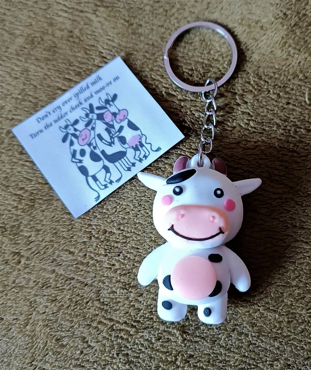 Cow Keychain Moo Cow Keyring Dairy Cow Bag Hang Purse Tag - Etsy