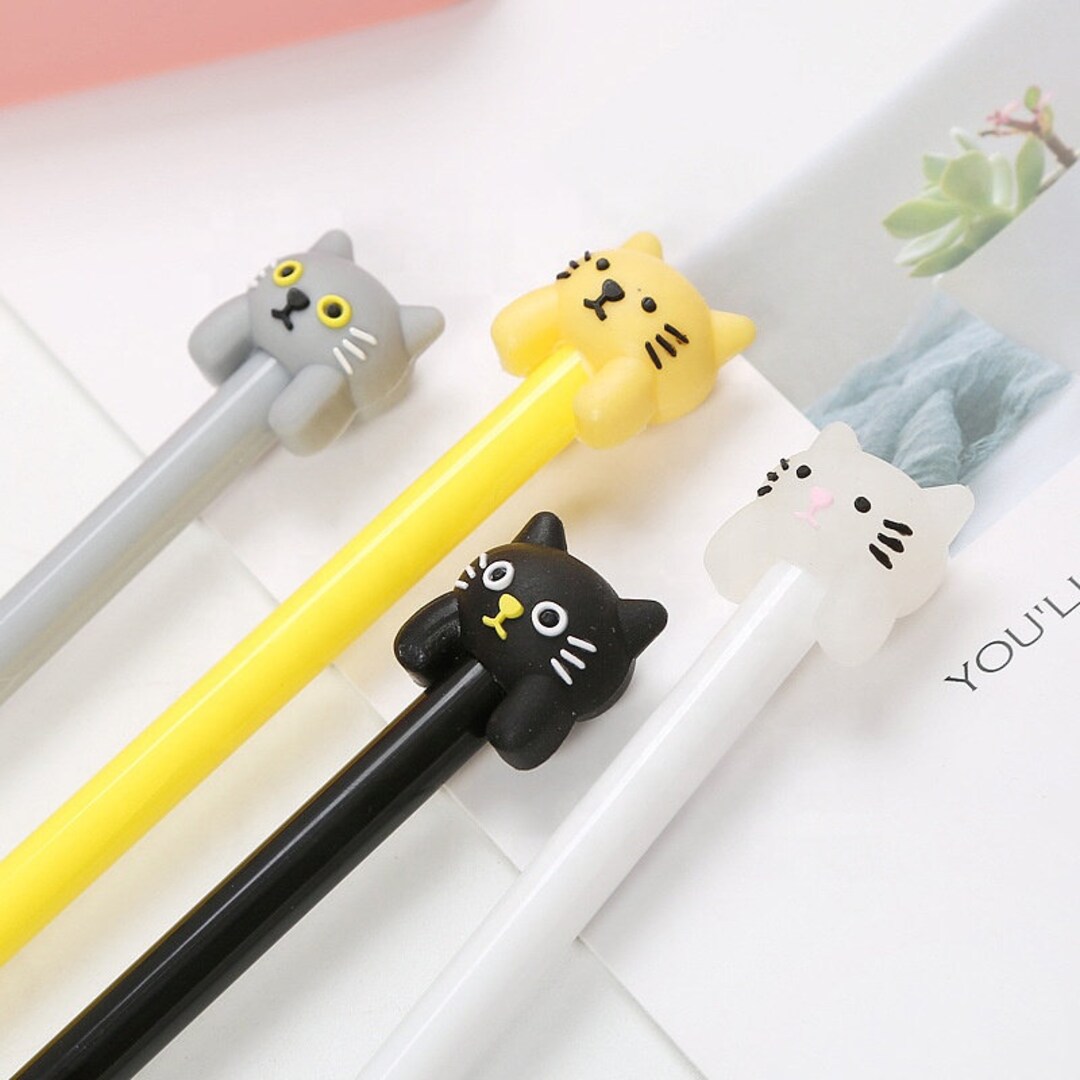 Black Cat Pen Grey Cat Pen With FREE Refill Cute Cool Funky Home School ...