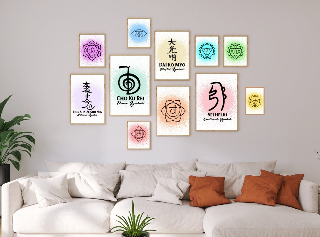 REIKI SYMBOLS & Chakras Printable Wall Art Set, Energy Healing Trio ...