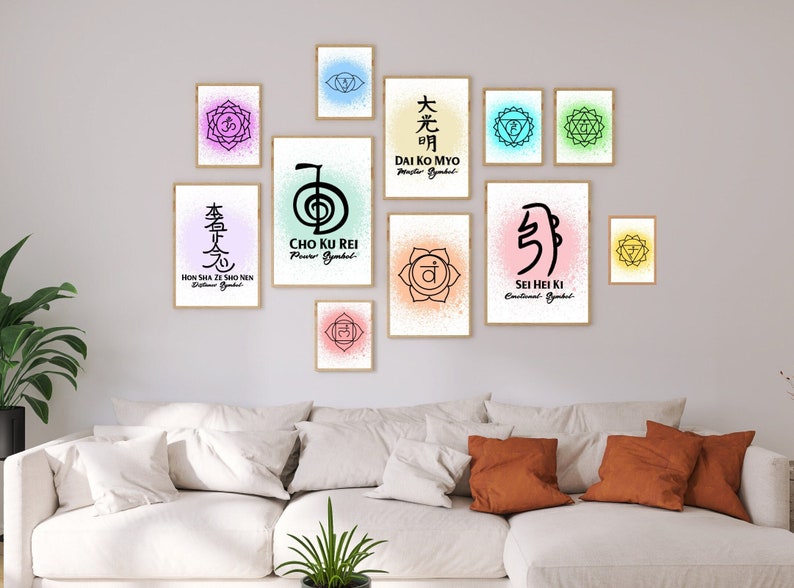 REIKI SYMBOLS & Chakras Printable Wall Art Set, Energy Healing Trio ...