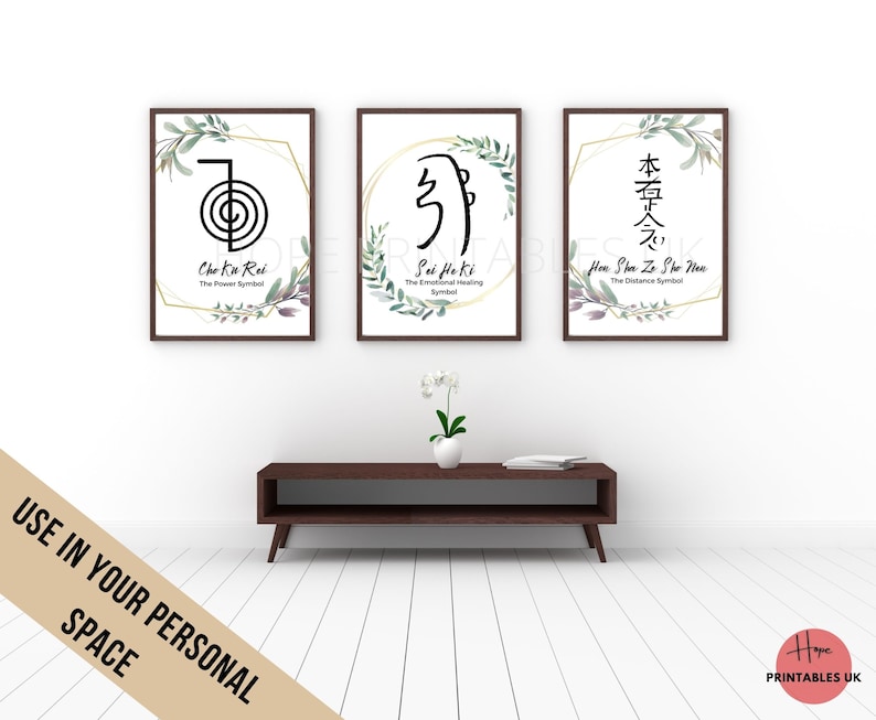 Reiki Symbols Printable Wall Art, Energy Healing Trio, Cho Ku Rei, Se ...