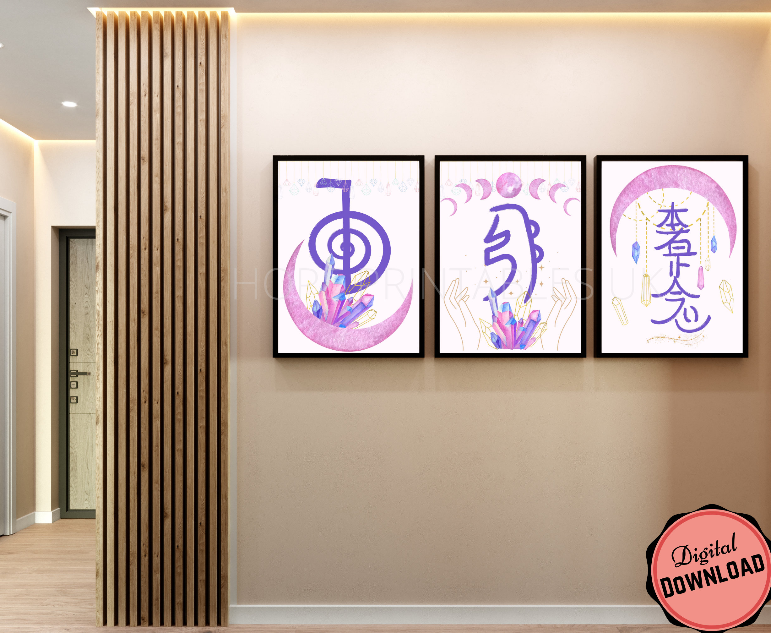 Printable Crystal Reiki Symbols, Energy Healing Trio, Cho Ku Rei, Se ...