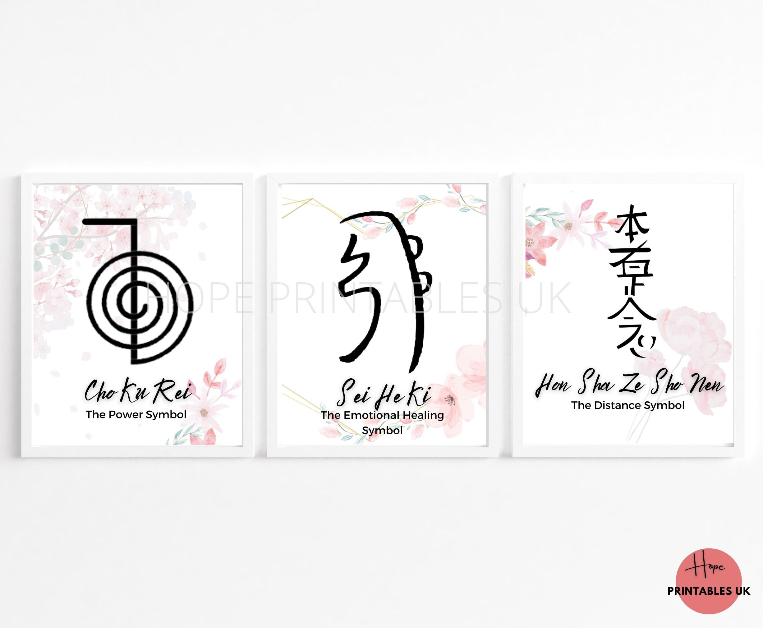 Reiki Symbols Printable Wall Art, Energy Healing Trio, Cho Ku Rei, Se ...