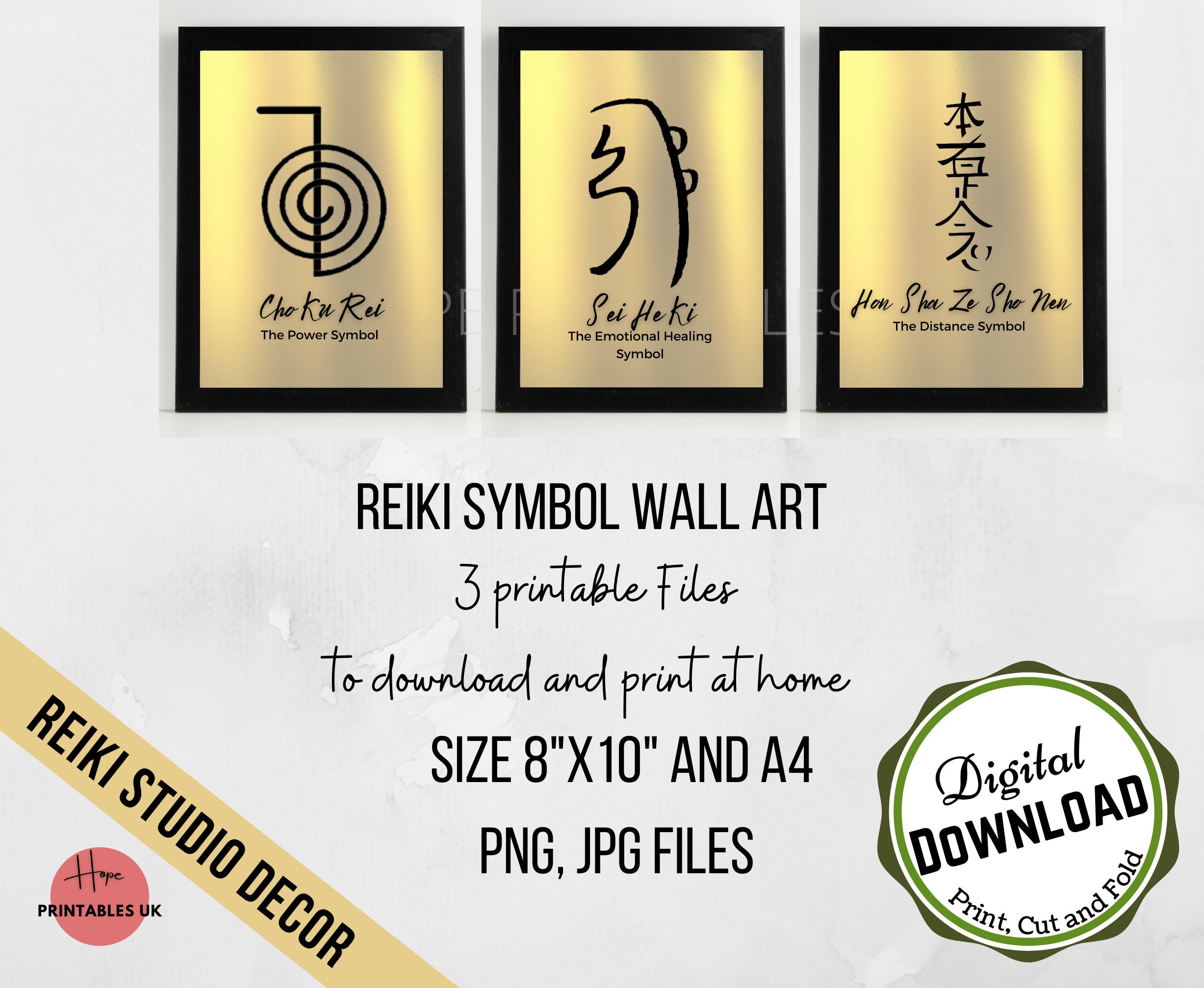 Reiki Symbols Printable Wall Art Energy Healing Trio in - Etsy UK