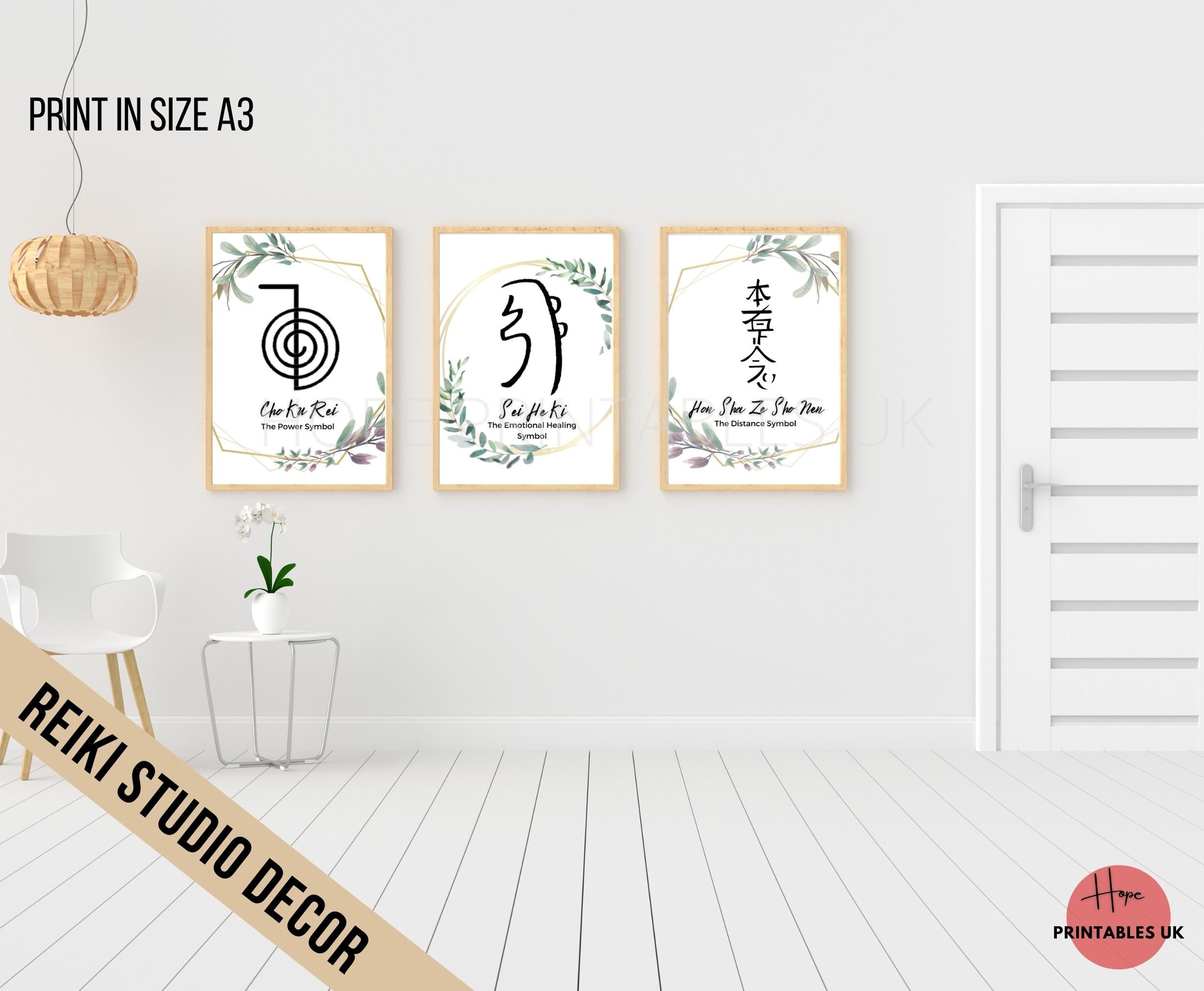 Reiki Symbols Printable Wall Art, Energy Healing Trio, Cho Ku Rei, Se ...