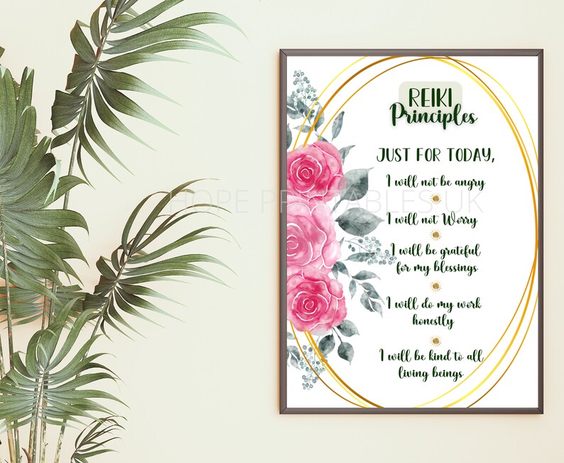 REIKI SYMBOLS and Principles Wall Art Bundle Reiki Decor Cho Ku Rei Se ...