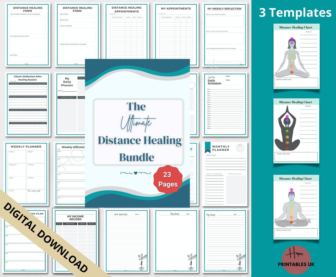 DISTANCE HEALING PLANNER Bundle, Printable Templates and Organizer ...