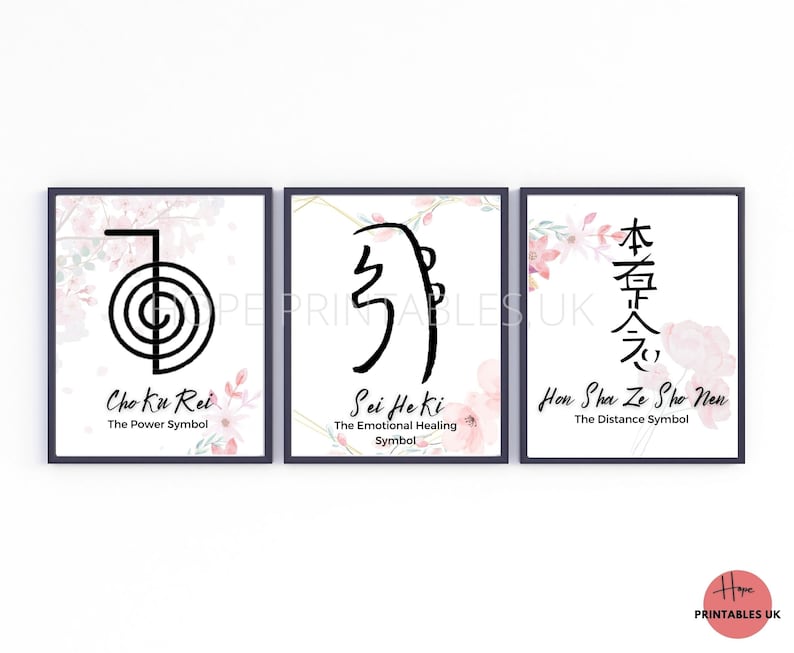 Reiki Symbols Printable Wall Art, Energy Healing Trio, Cho Ku Rei, Se ...