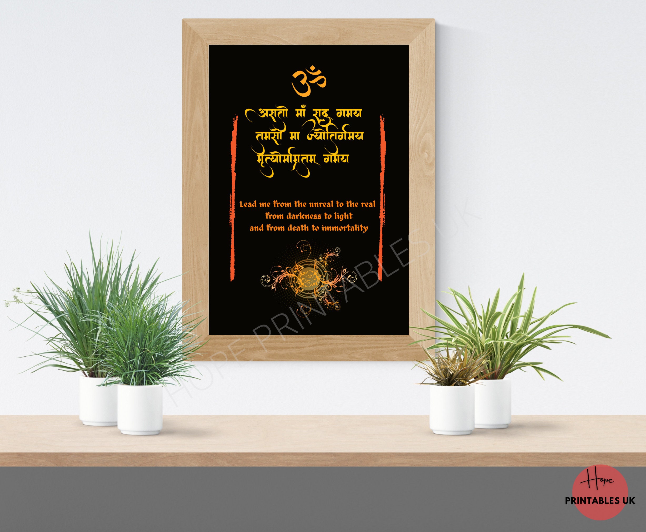 Sanskrit Wall Art Sanskrit Poster Asato Maa Sadgamaya Sanskrit Shloka ...