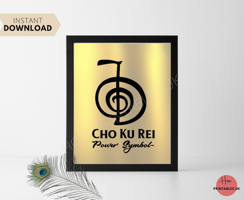 Reiki Symbols Printable Wall Art, Energy Healing Trio in Golden, Cho Ku ...