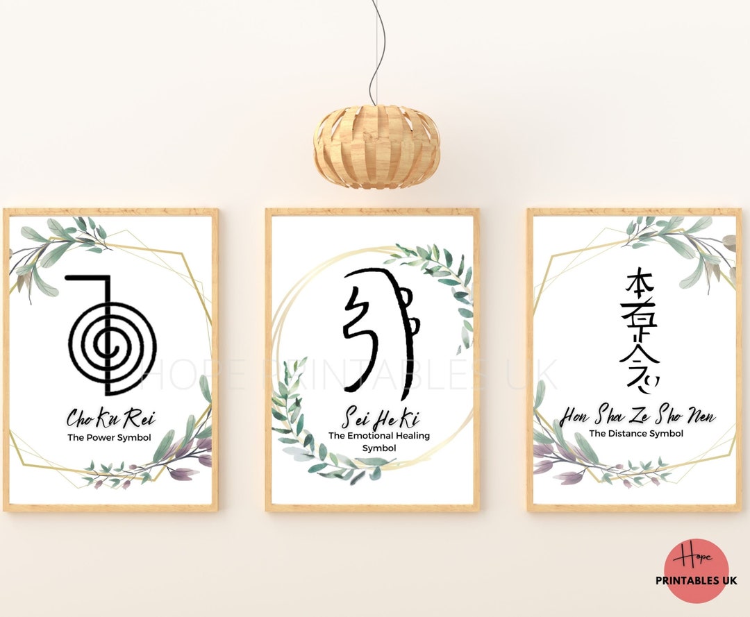 Reiki Symbols Printable Wall Art, Energy Healing Trio, Cho Ku Rei, Se ...