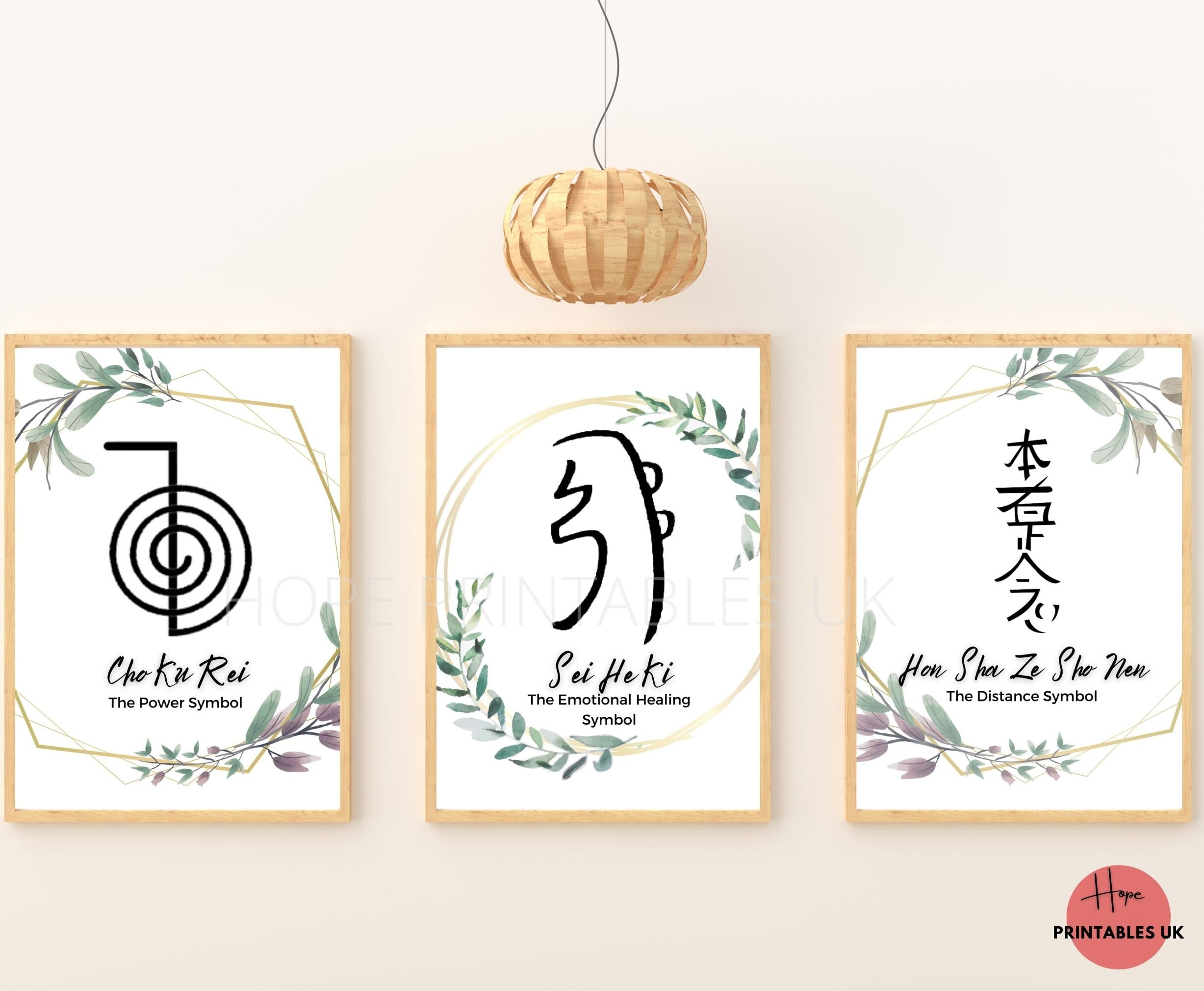Reiki Symbols Printable Wall Art, Energy Healing Trio, Cho Ku Rei, Se ...