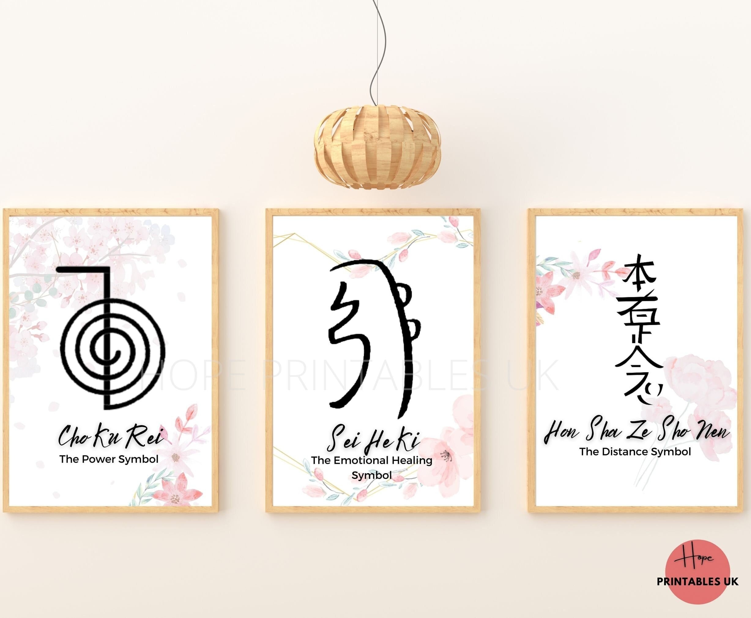 Reiki Symbols Printable Wall Art, Energy Healing Trio, Cho Ku Rei, Se ...