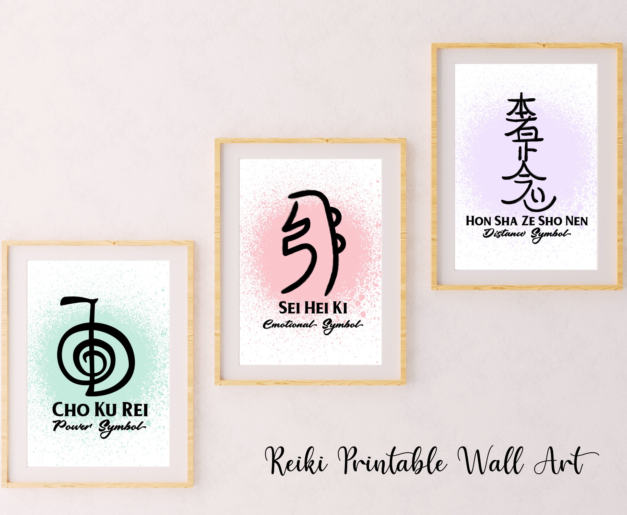 REIKI SYMBOLS & Chakras Printable Wall Art Set, Energy Healing Trio ...