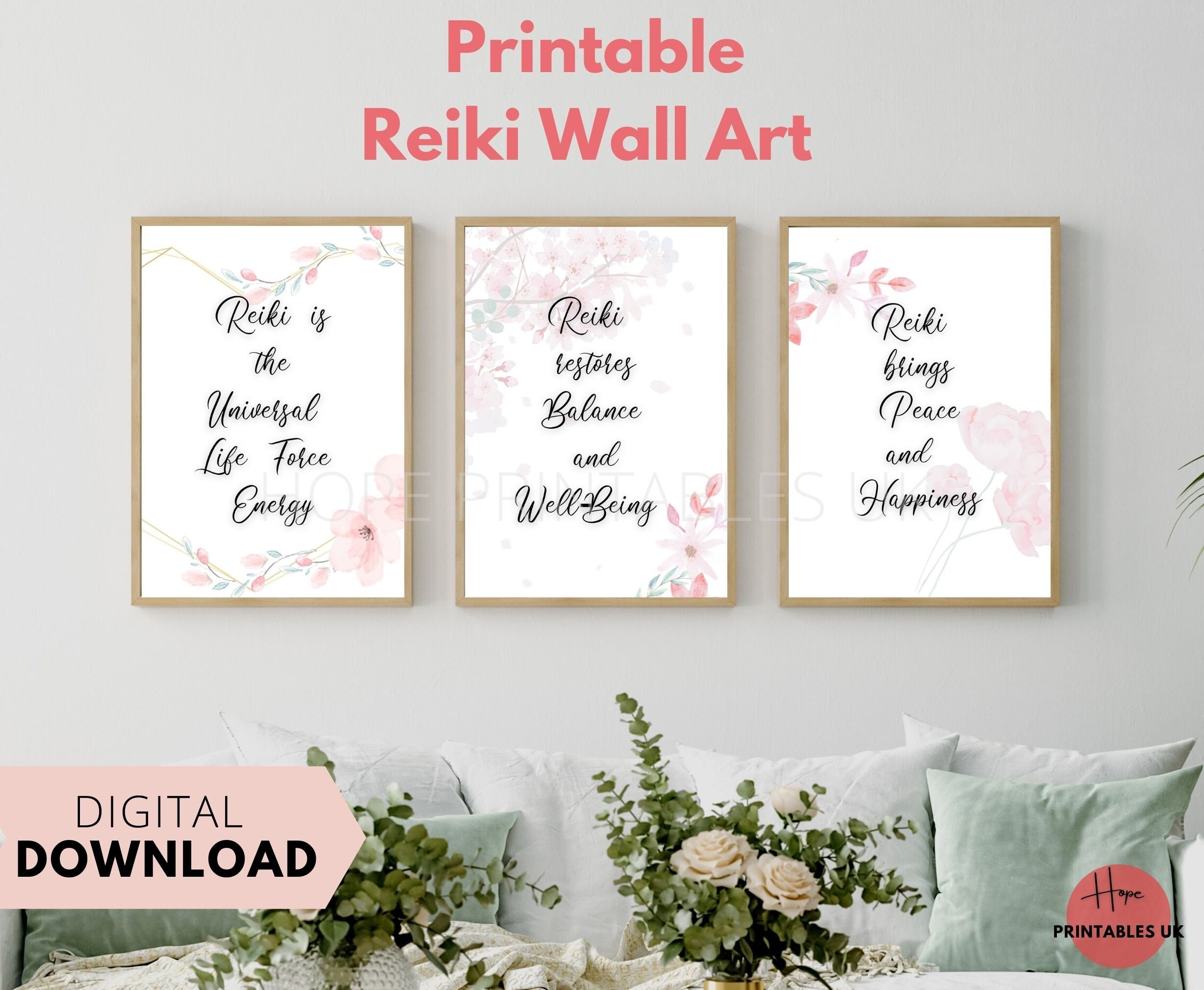 Reiki Wall Art Printable, 3 Set Printable Wall Art, Reiki Studio Decor ...