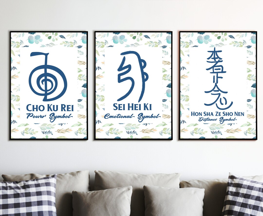 Floral Printable Reiki Symbols, Energy Healing Trio, Cho Ku Rei, Se Hei ...