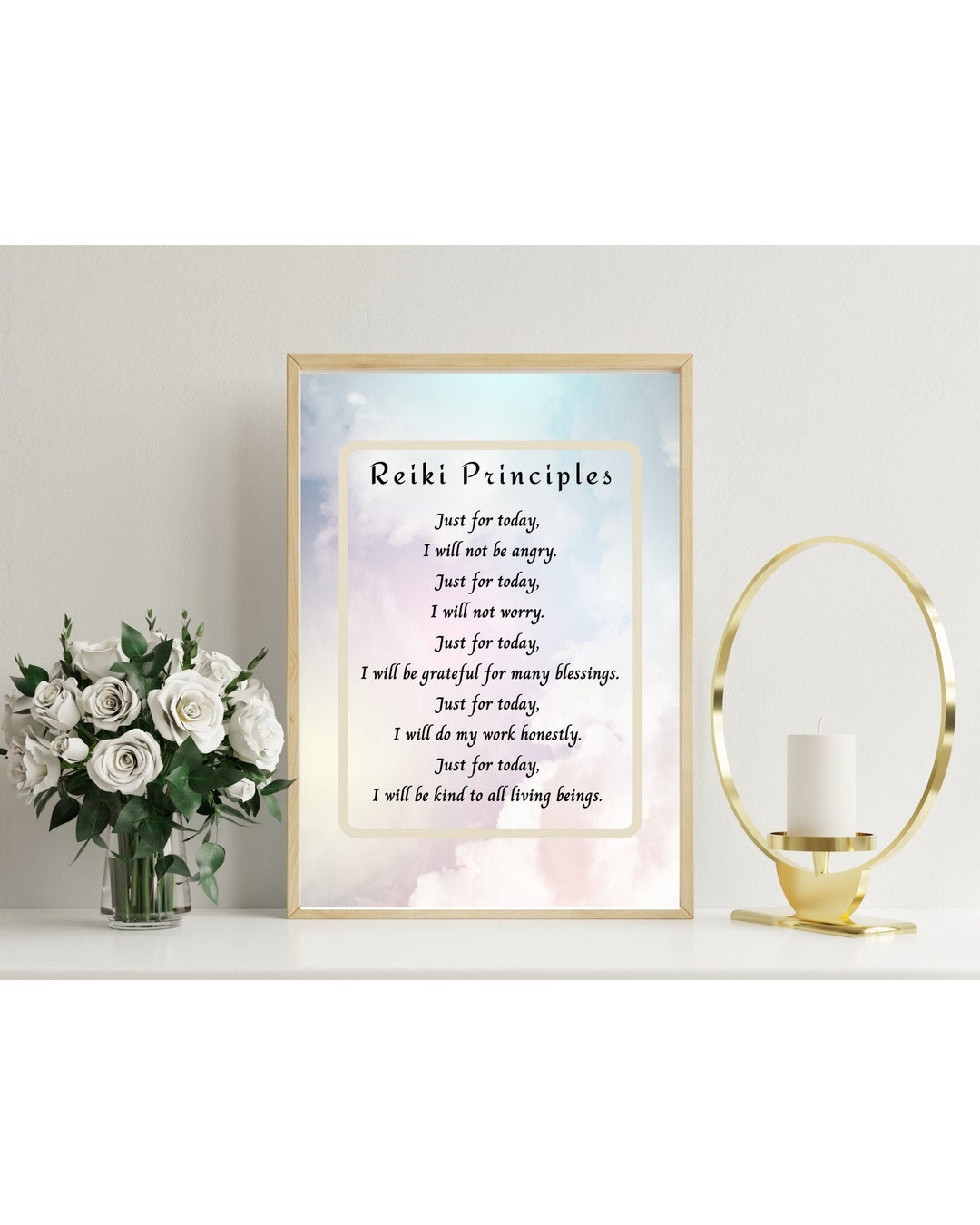 Reiki Principles Wall Art Reiki Precepts in Celestial, Instant Download ...