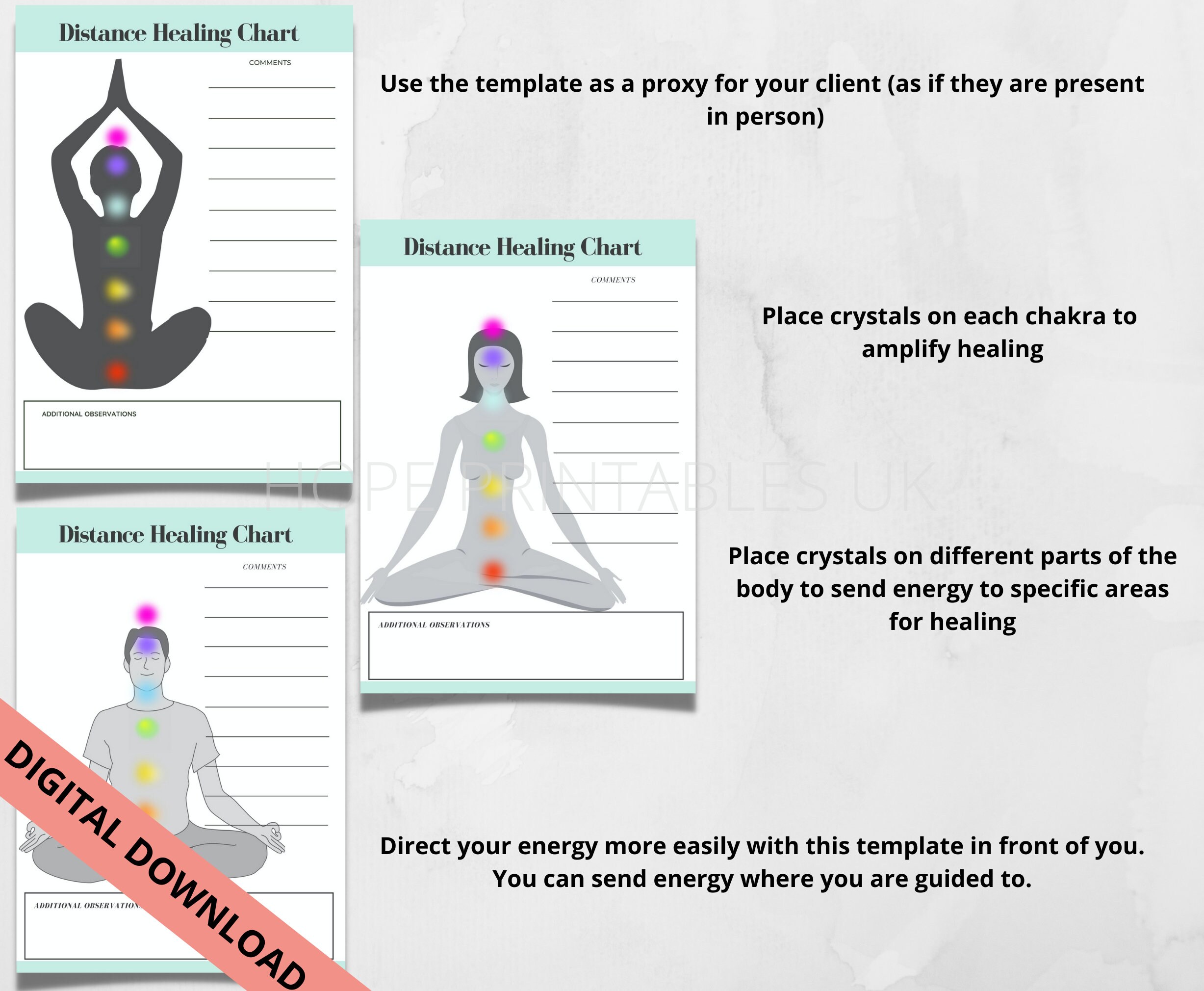 DISTANCE HEALING PRACTICE Printable Templates, Distance Reiki, Energy ...