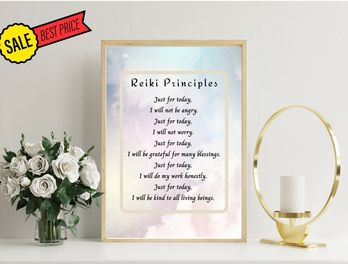Reiki Principles Wall Art Reiki Precepts in Celestial, Instant Download ...