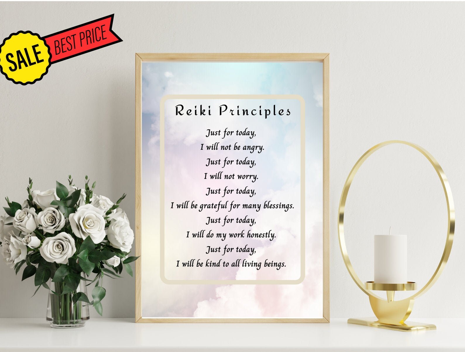 Reiki Principles Wall Art Reiki Precepts in Celestial, Instant Download ...