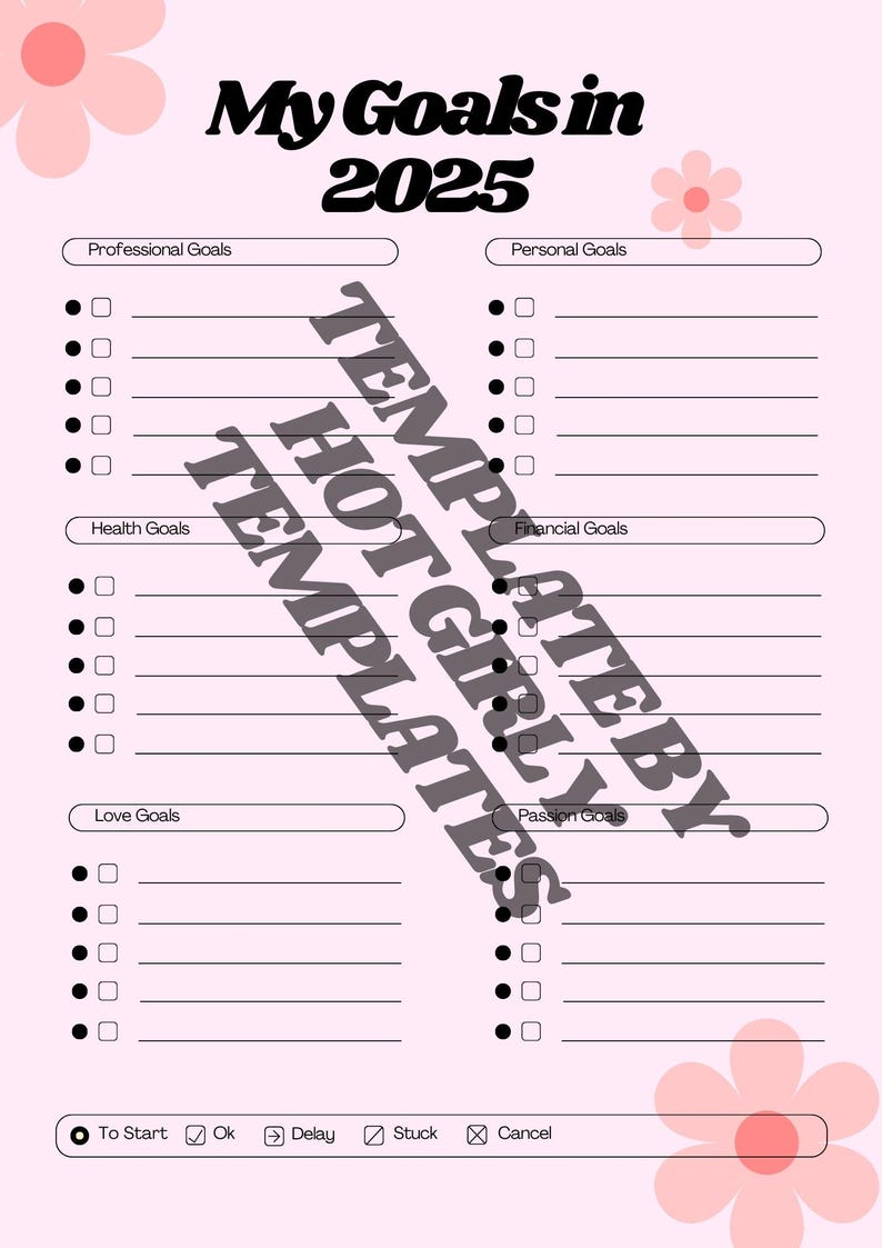 Goal Setting Template | Printable Productivity Planner | Minimalist PDF ...