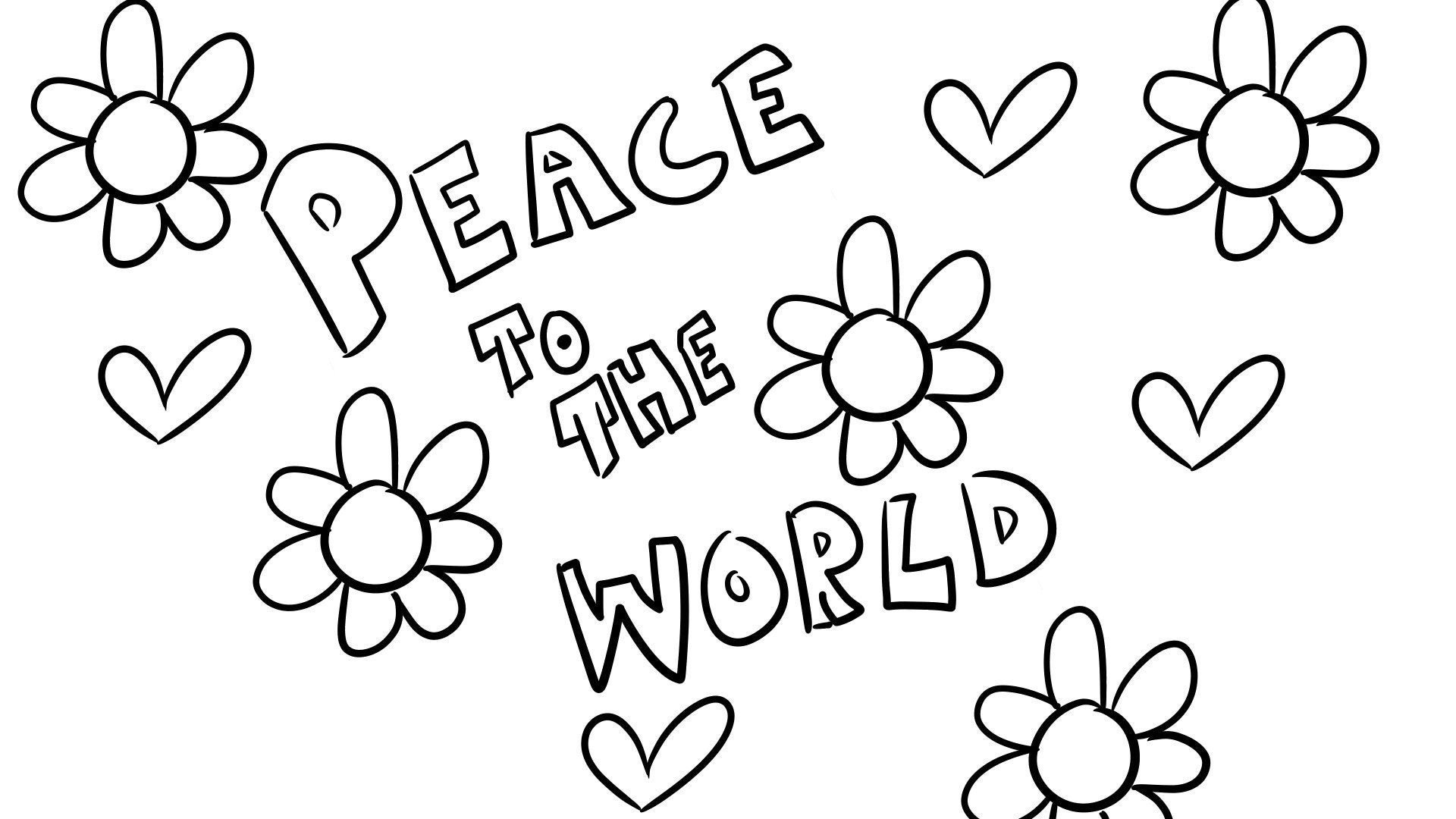 COLOURING PAGE Peace to the World Theme Children and Adult | Etsy