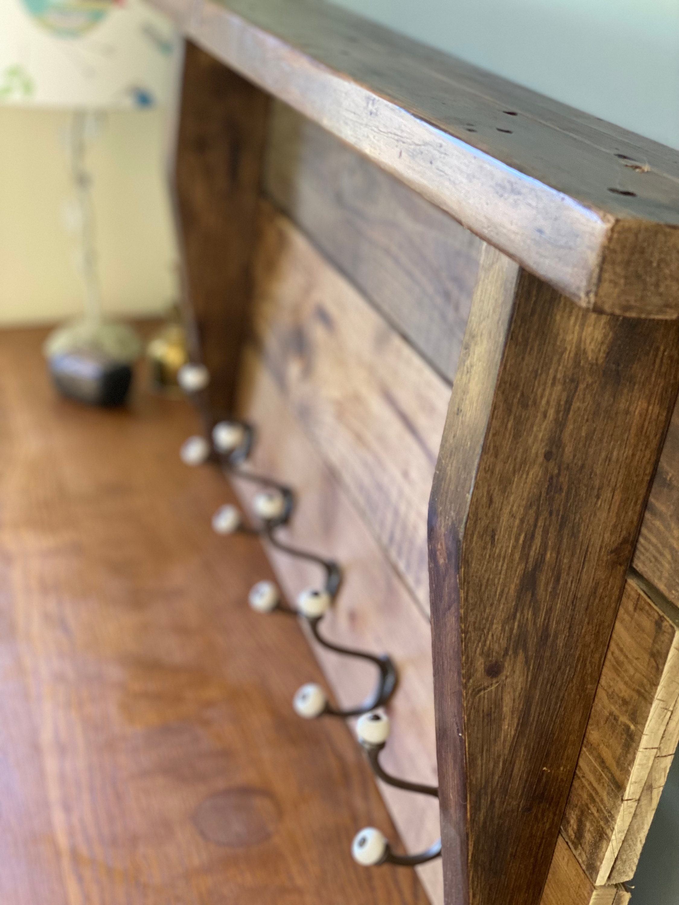 Rustic Wall Mounted Shelf and Coat Hooks - Etsy