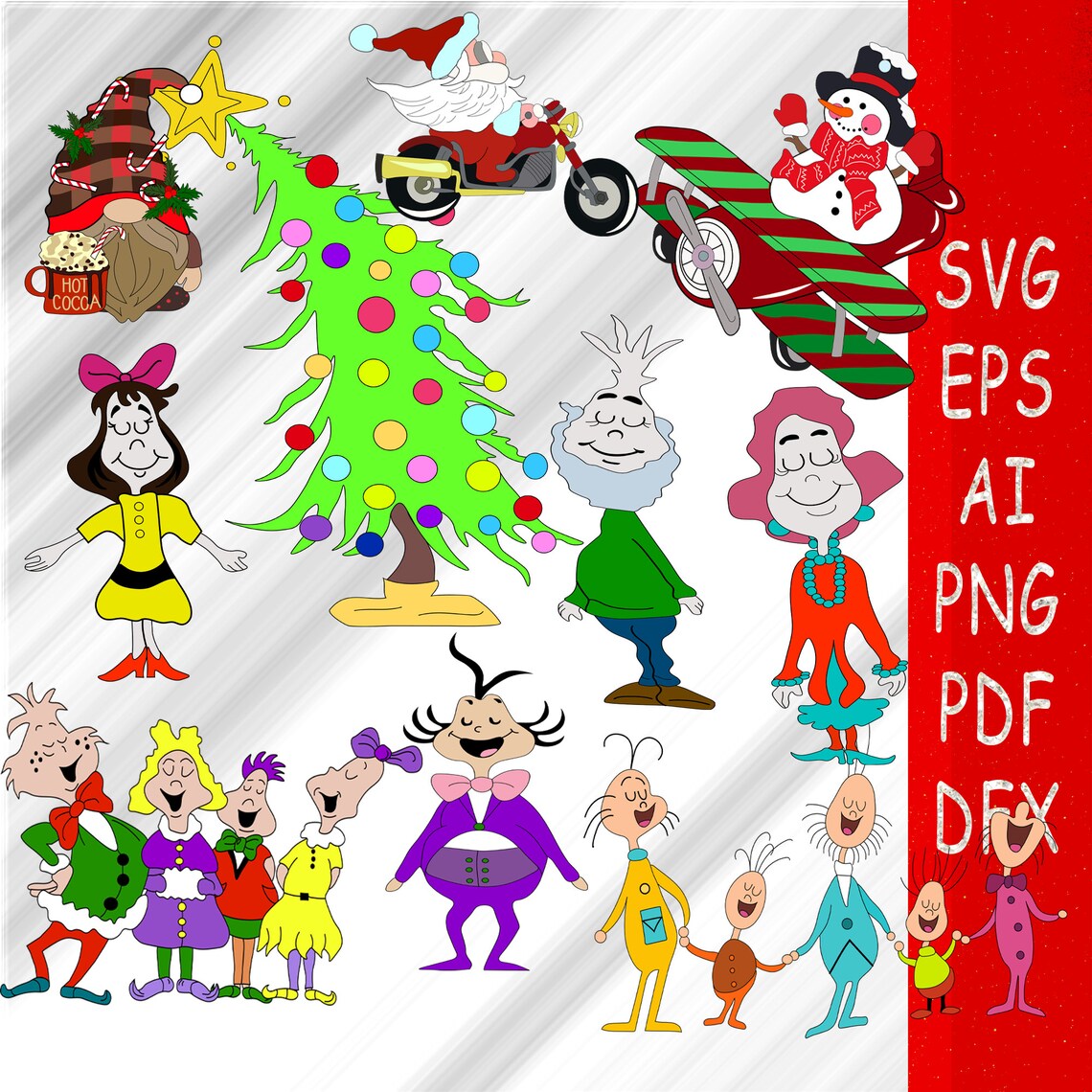 Christmas Characters Svg, Decorations Set New Year Clipart, Bungle ...
