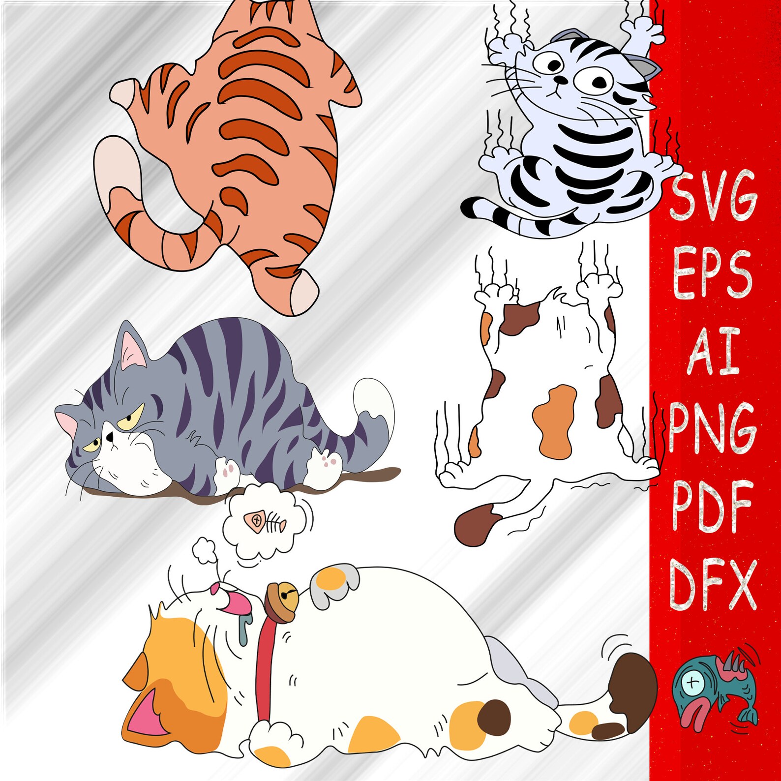 Funny Fat Cats Characters Svg, House Decor Cat Png Clipart, Bungle ...