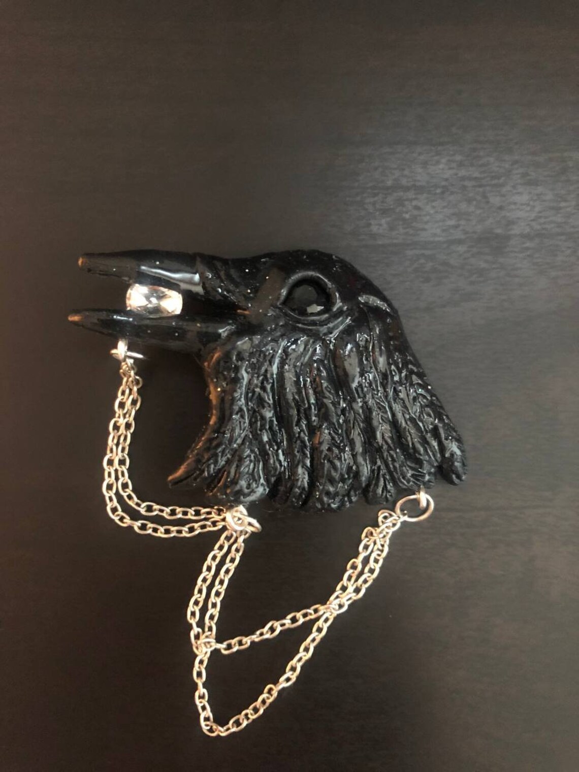 Gothic Handmade Jewelry Black Raven Brooch / Helloween Raven Brooch ...