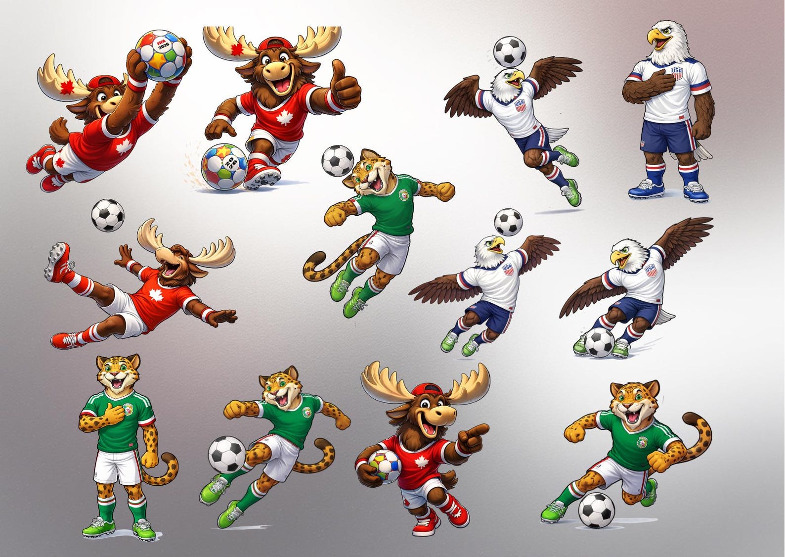 Football Animals Clipart Set 2026 | Soccer Mascot Style Animal ...