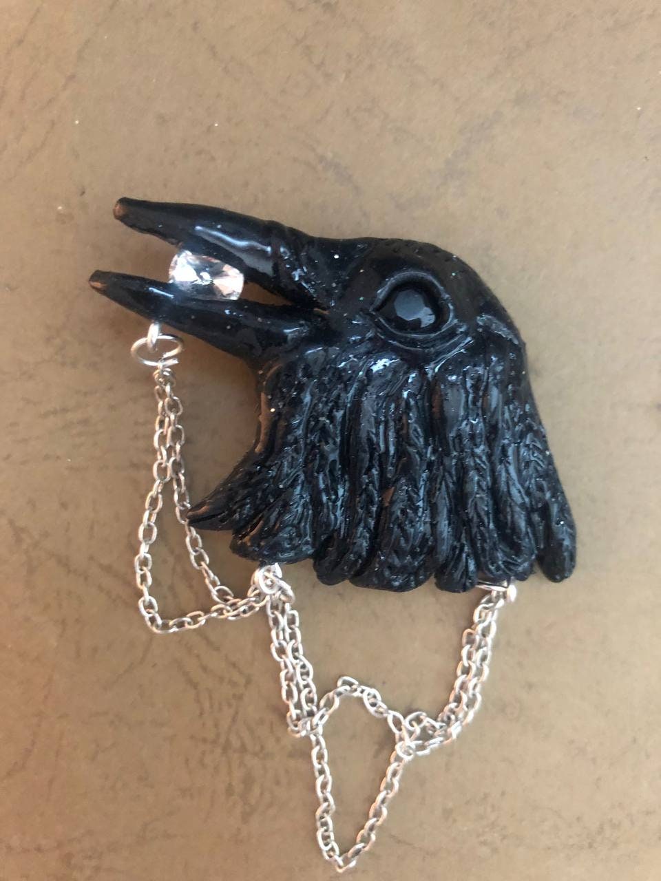 Gothic Handmade Jewelry Black Raven Brooch / Helloween Raven Brooch ...