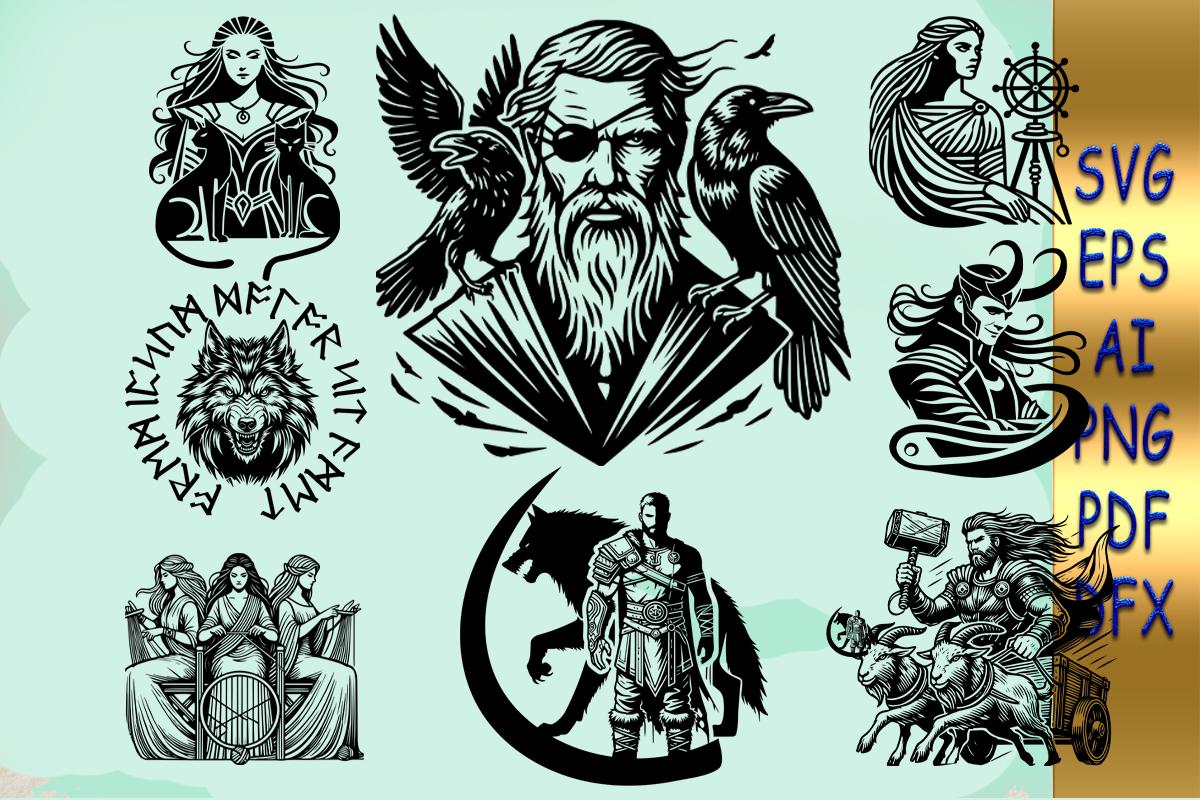 Norse Gods SVG Files: Odin, Thor, Freya & More – Vector Designs for ...