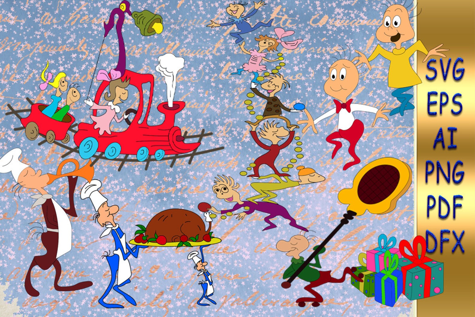 Christmas Characters Svg, Decorations Set New Year Clipart, Bungle ...