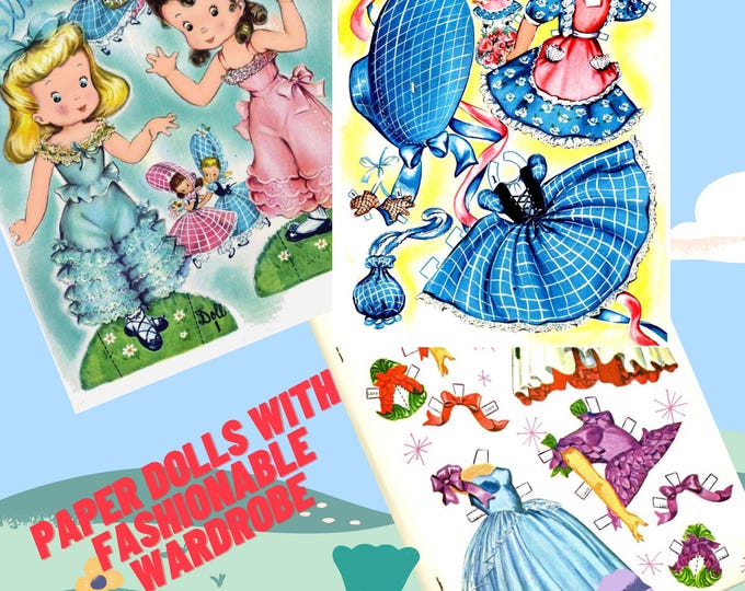Vintage-inspired Paper Dolls With Fashionable Wardrobe | Printable Cut ...
