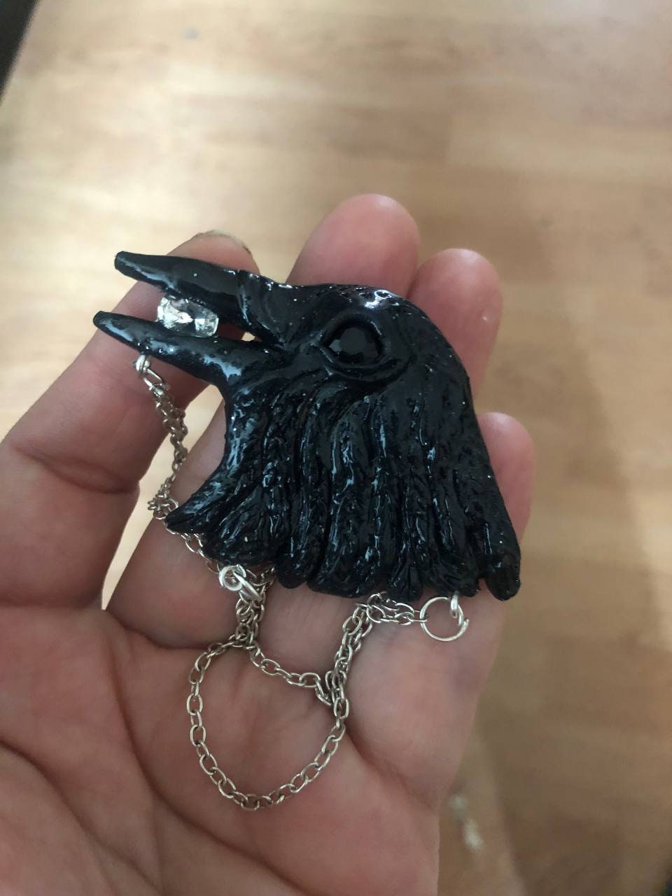 Gothic Handmade Jewelry Black Raven Brooch / Helloween Raven Brooch ...