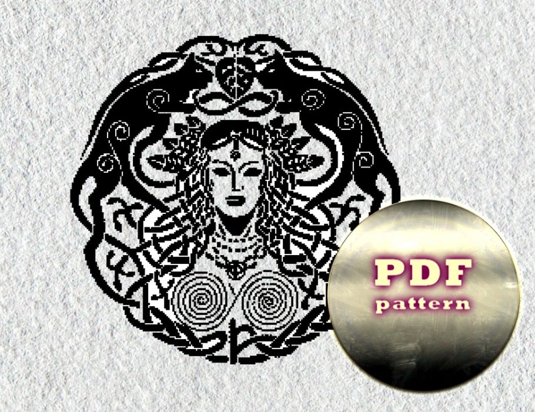 Goddess Freya Embroidery Pattern Cross Stitch, Digital Download, Nordic ...