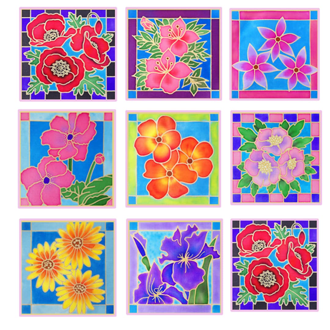 Silkcraft™ Gutta Outlines for Silk Painting - Pack of 10 Flower Designs ...