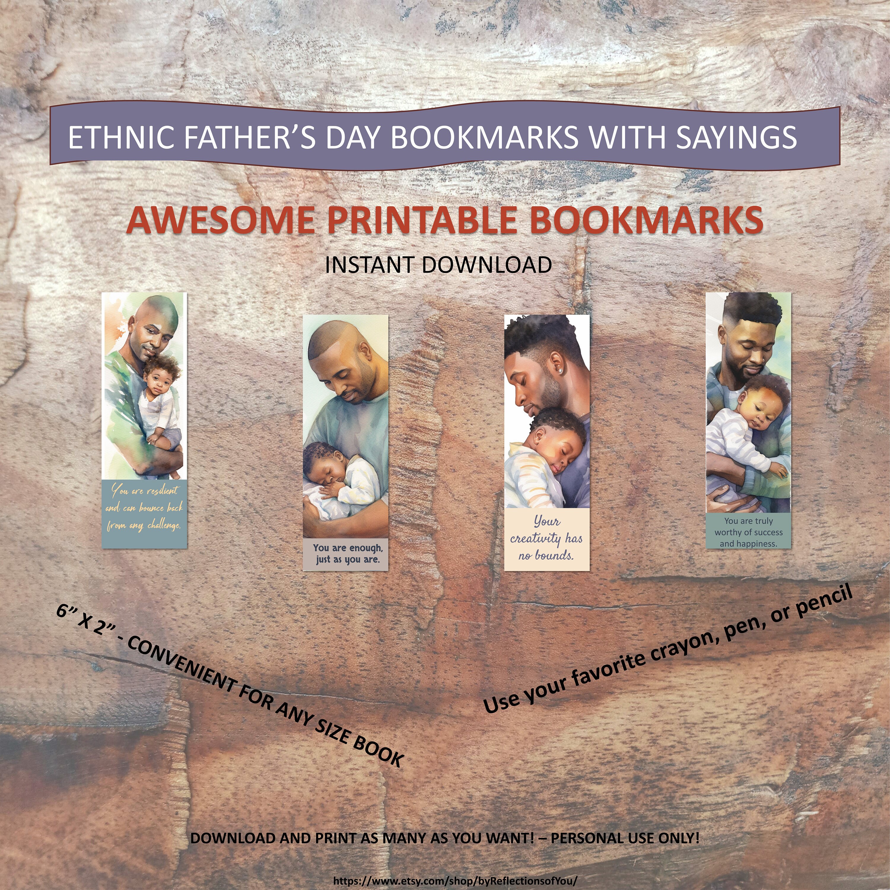 Ethnic Father's Day Bookmarks |father's Day Bookmarks W/ Sayings ...